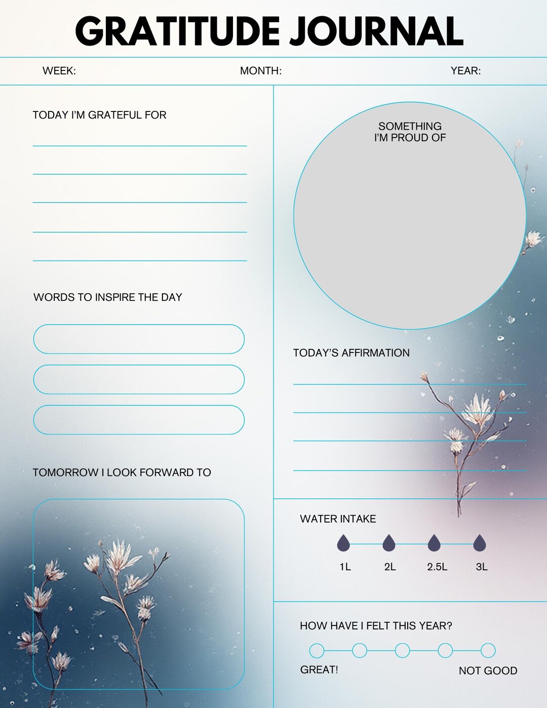 5-minute Gratitude Journal Printable | Minimalist Daily Worksheet (PDF ...