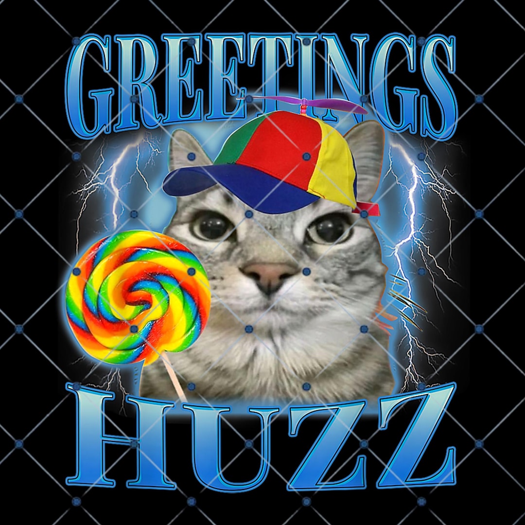 Greetings Huzz Cat PNG Shirt Design | Funny Lollipop Meme Graphic ...