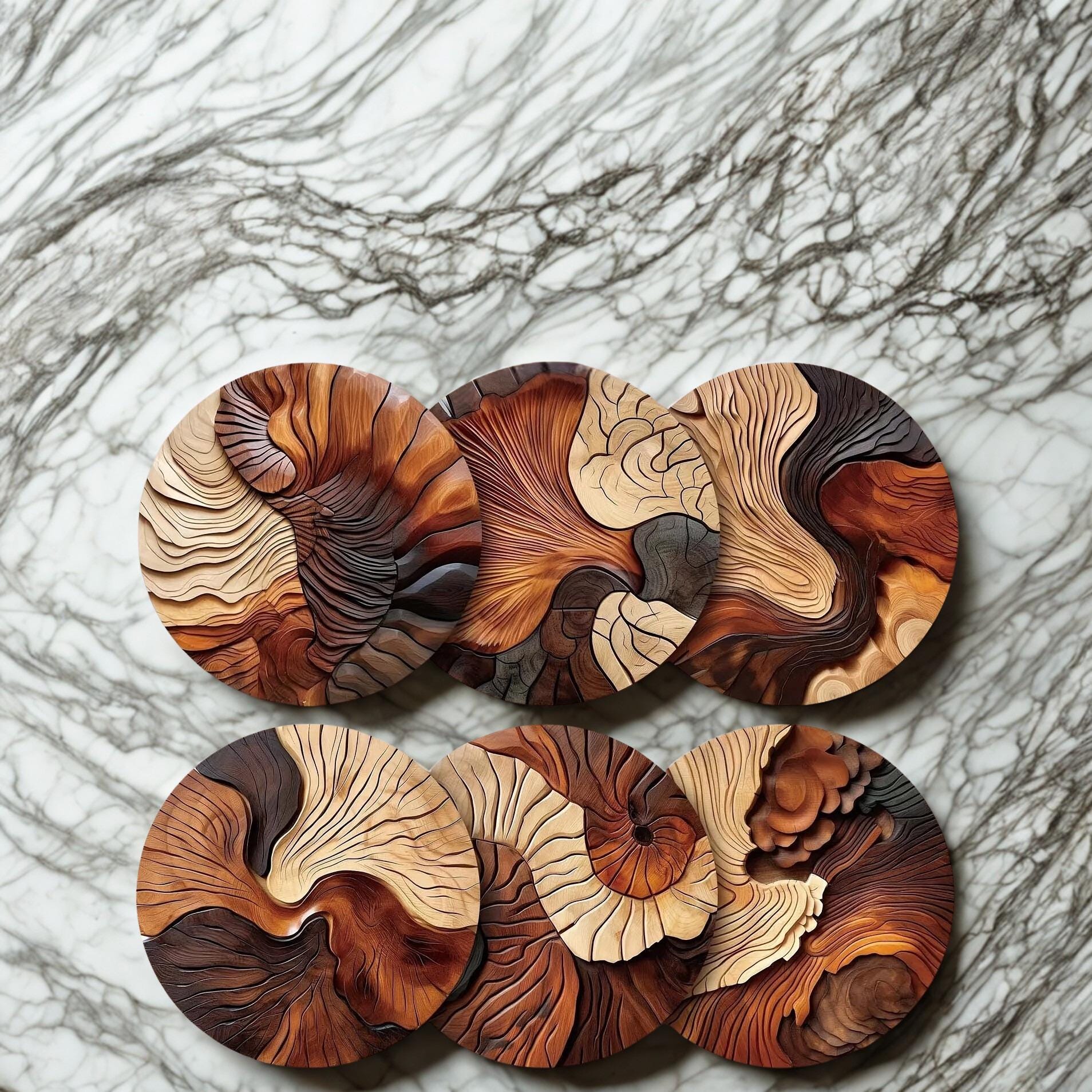 Wooden Coasters Handcrafted Natural Wood Grain Swirl Pattern Drink Mat ...