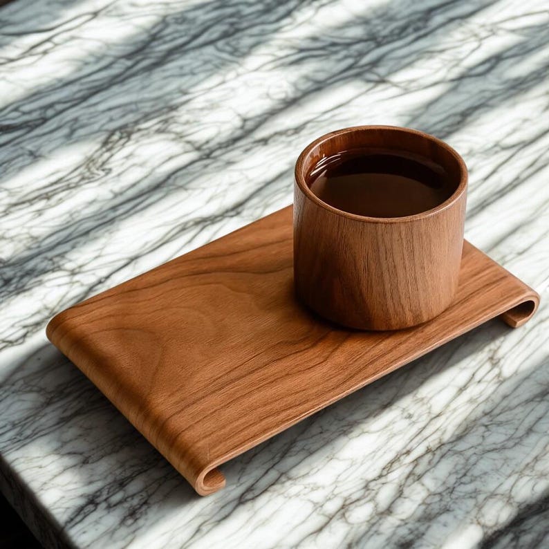 Wooden Rectangular Display Tray Retro Thick Heat Resistant Coffee Table ...