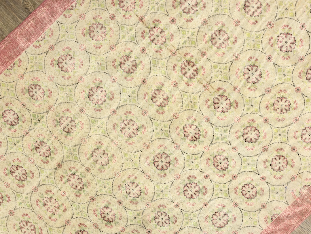 Turkish Oushak Area Rug 7x10.7 Ft – Blush Pistachio Ivory Floral ...