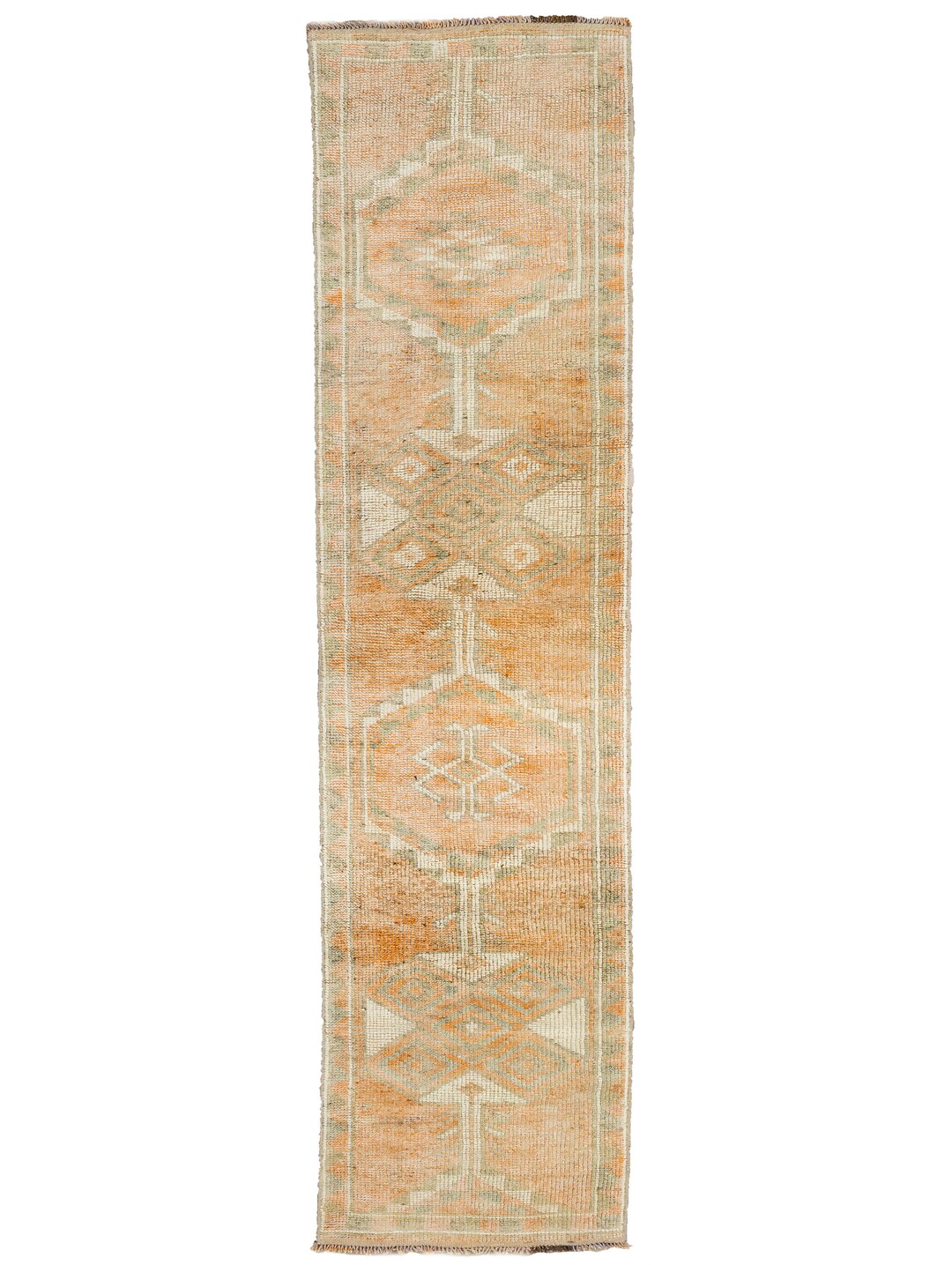 Orange and Green Fine Turkish Bohemian Hand Knotted 12 Foot Oushak ...