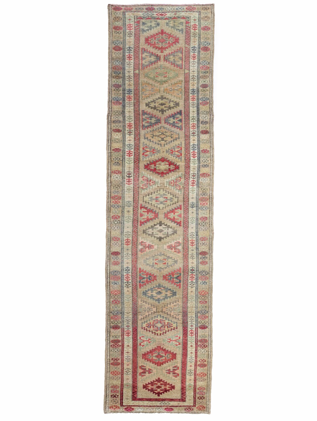 Vintage Turkish Bohemian Runner Rug, Long Hallway Oushak Rug, 2'8''x13 ...