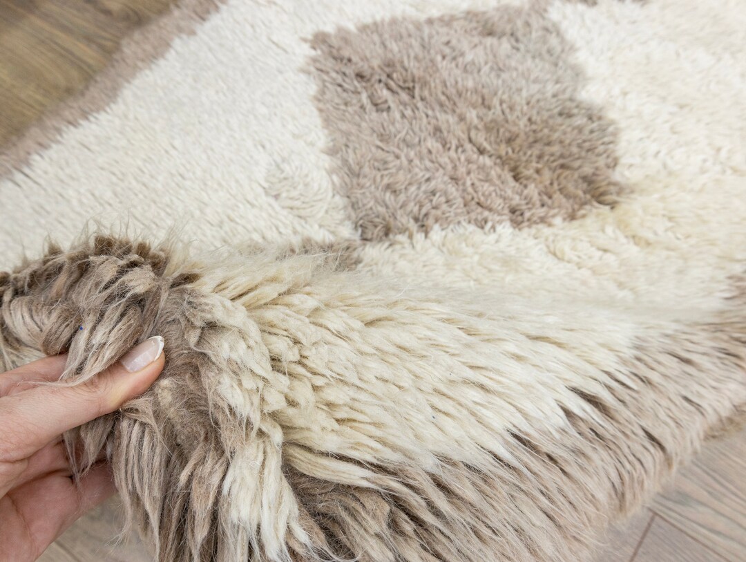 Tribal Turkish Shaggy Tulu Rug 3'x5'1'' - Handmade Mohair Wool Plush ...