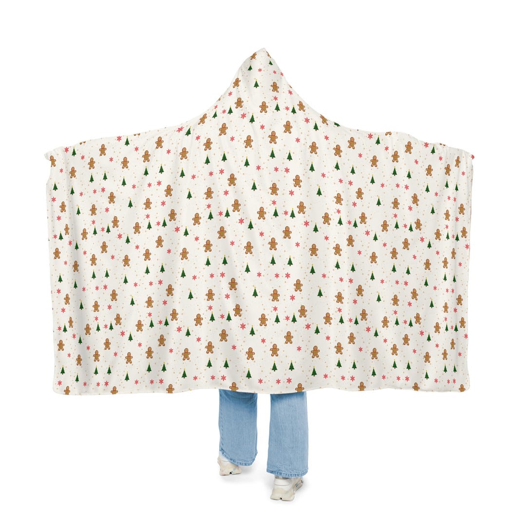Gingerbread Trees Pattern Snuggle Blanket | Holiday Hooded Throw - Etsy