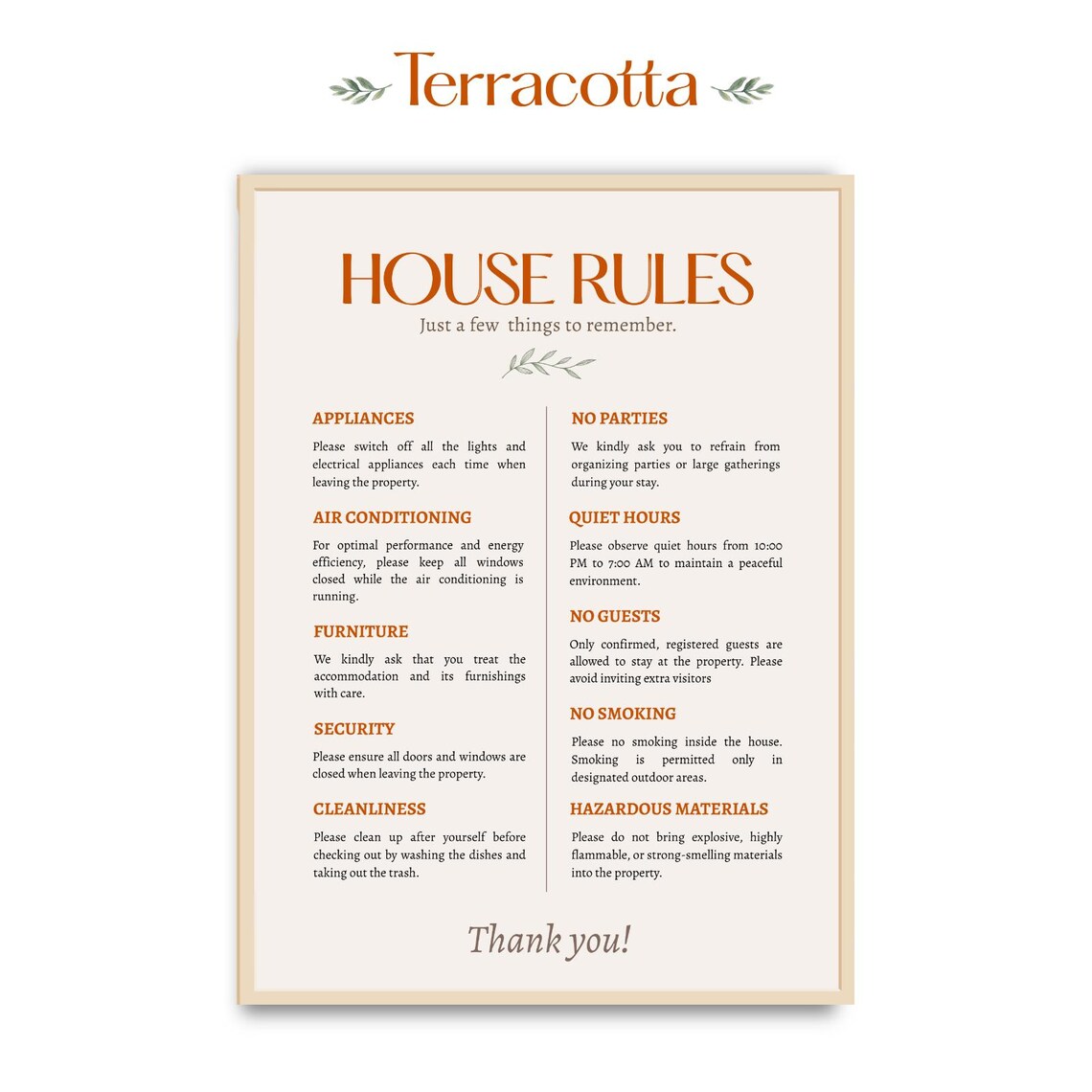 Airbnb House Rules Sign Printable | Editable Canva Template | Digital ...