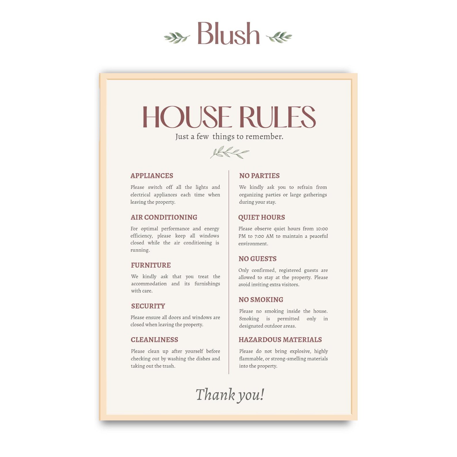 Airbnb House Rules Sign Printable | Editable Canva Template | Digital ...