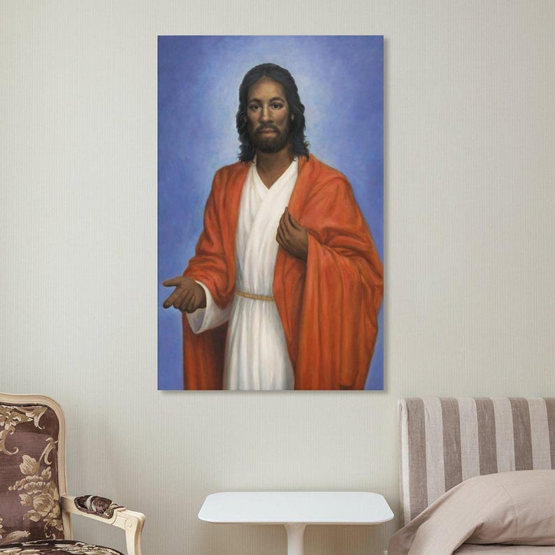 African American Jesus Christ Canvas Print, Living Room Wall Art - Etsy