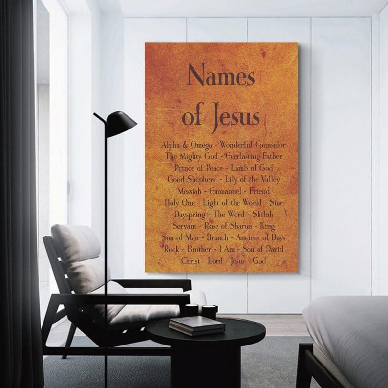 NAMES OF JESUS Bible Scripture Verse Painting Canvas Wall Art Poster ...