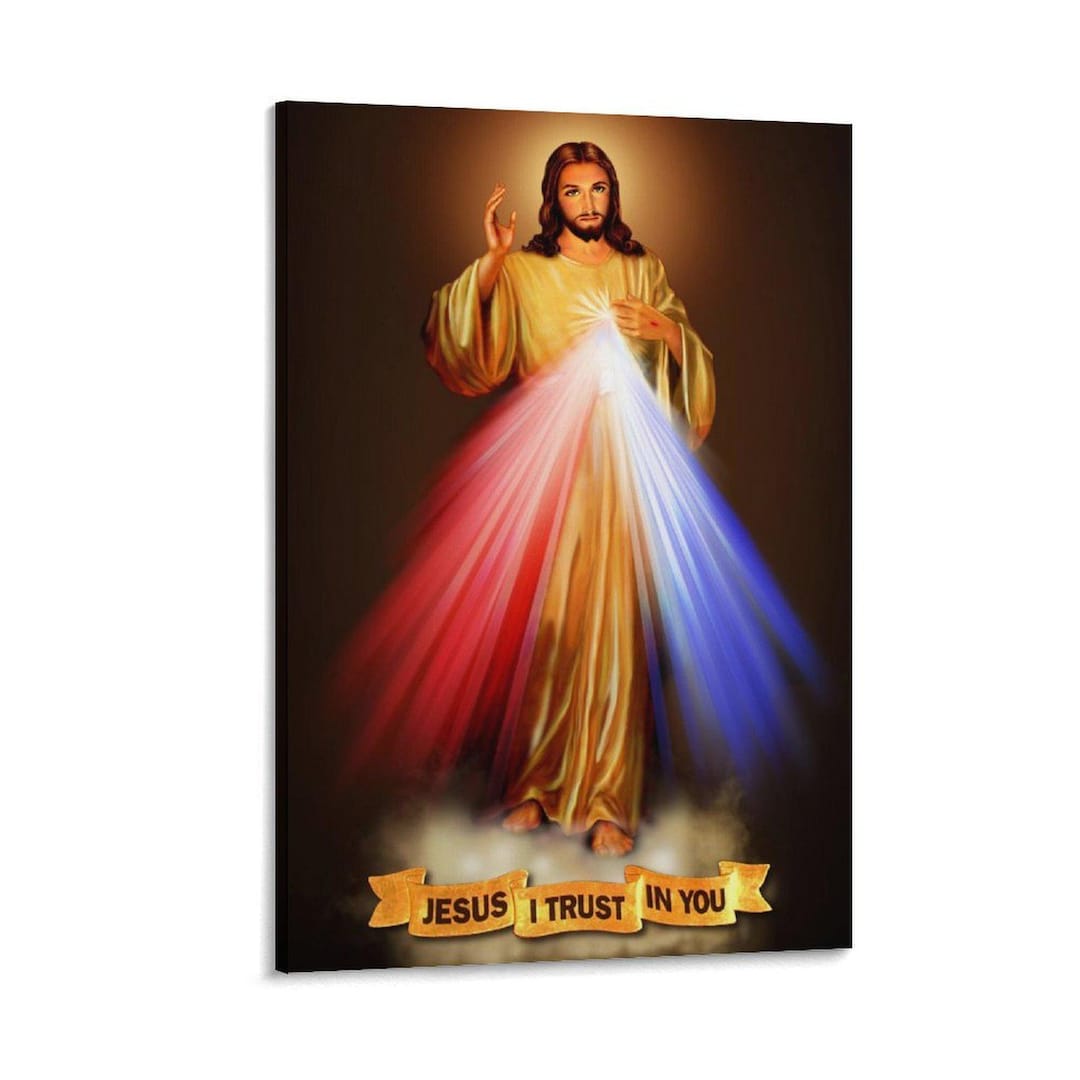 Merciful Jesus Prayer for Divine Mercy Painting Canvas Wall Art Poster ...