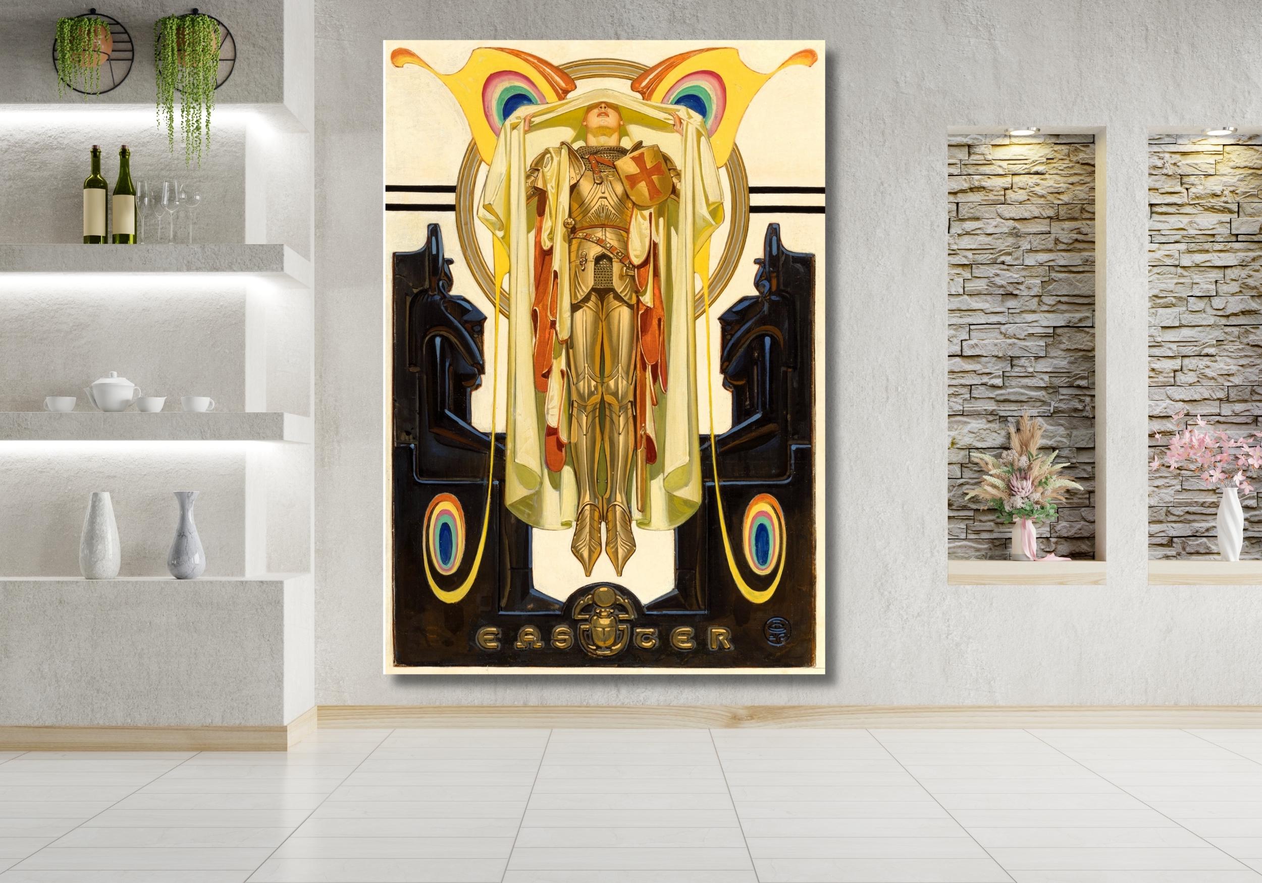 J.C. Leyendecker Easter Art Print, Golden Knight Art Deco Poster ...