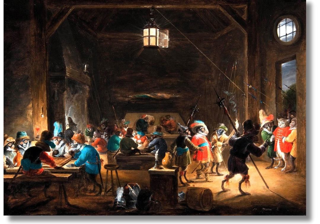 Monkey Allgory Monkey's Guardroom by David Teniers Canvas Print,david ...