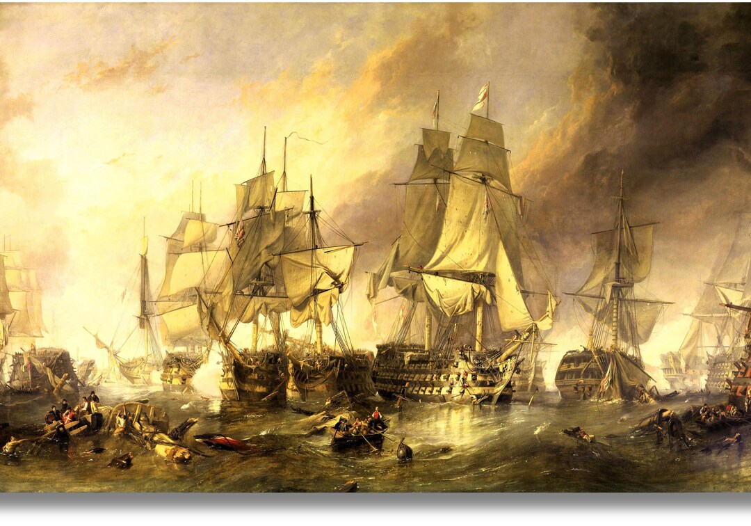 William Clarkson Stanfield Wall Art Print| the Battle of Trafalgar ...