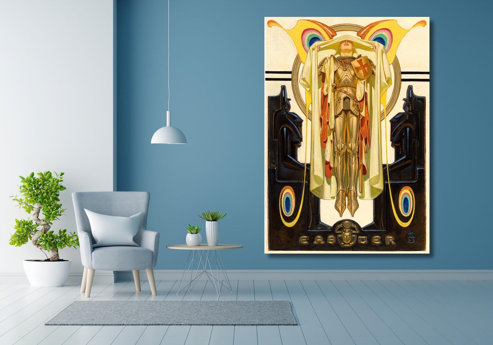 J.C. Leyendecker Easter Art Print, Golden Knight Art Deco Poster ...