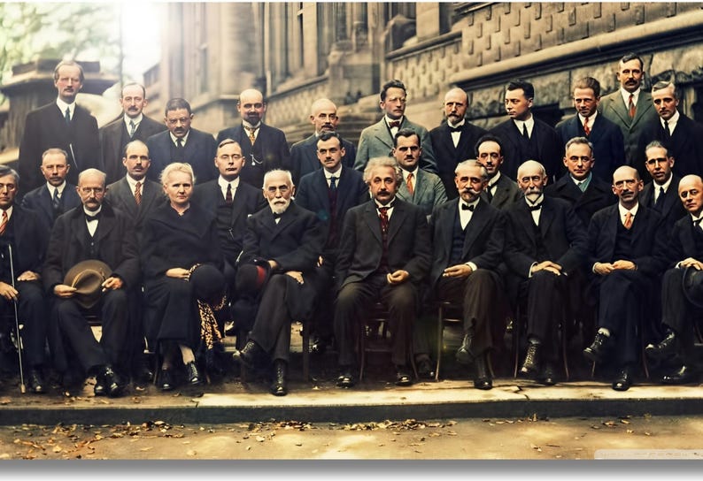 Solvay Conference 1927 Canvas Wall Art Names,heisenberg,bohr, Curie ...