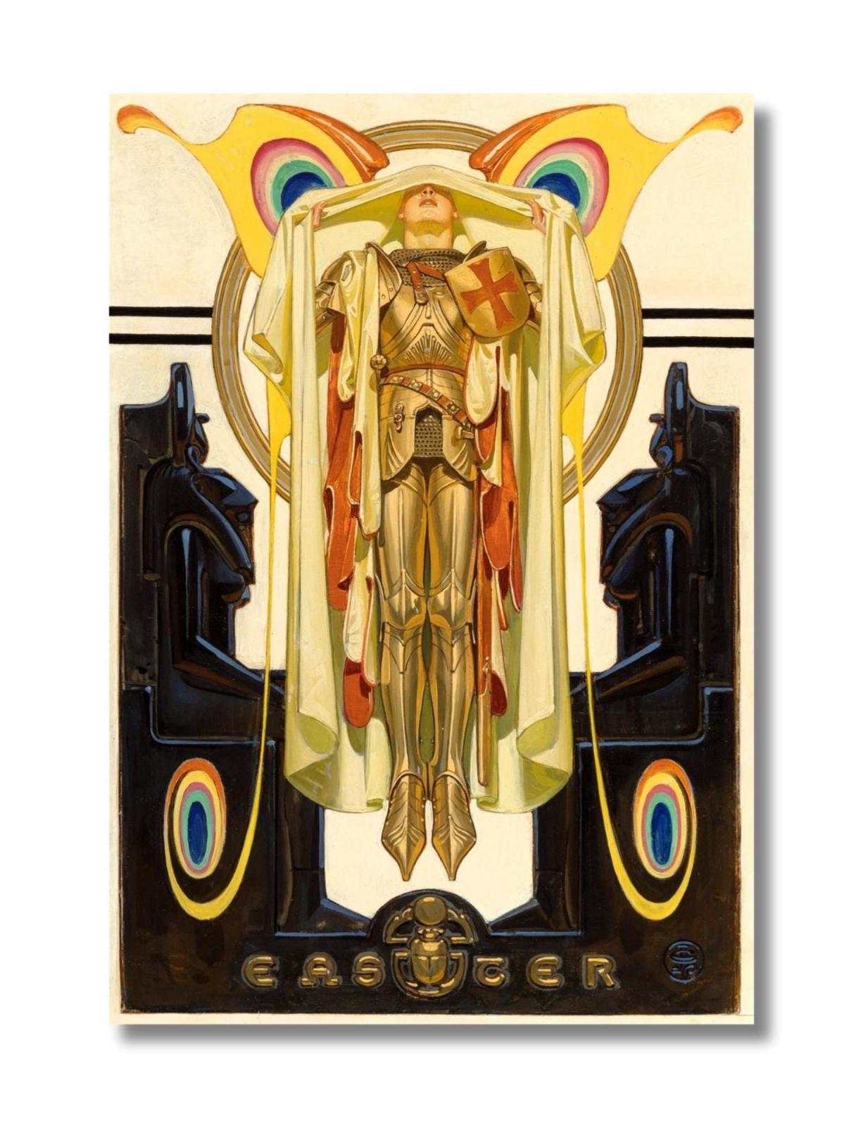 J.C. Leyendecker Easter Art Print, Golden Knight Art Deco Poster ...