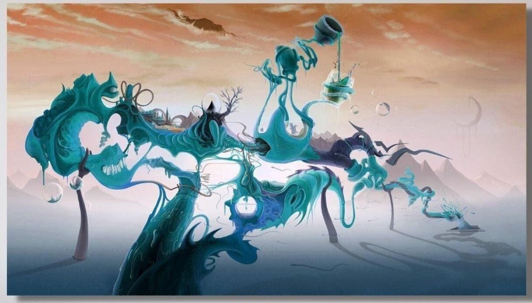 Blue Monster by Salvador Dali Canvas Print, Surrealism Poster, Blue ...