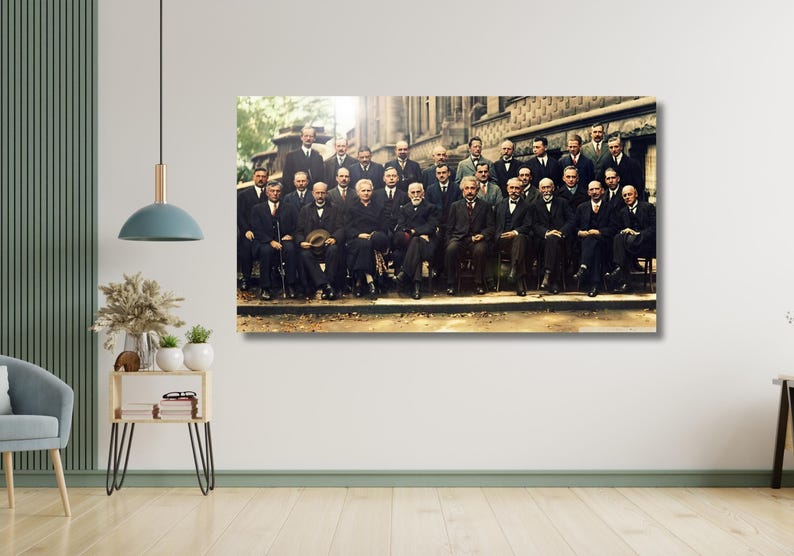 Solvay Conference 1927 Canvas Wall Art Names,heisenberg,bohr, Curie ...
