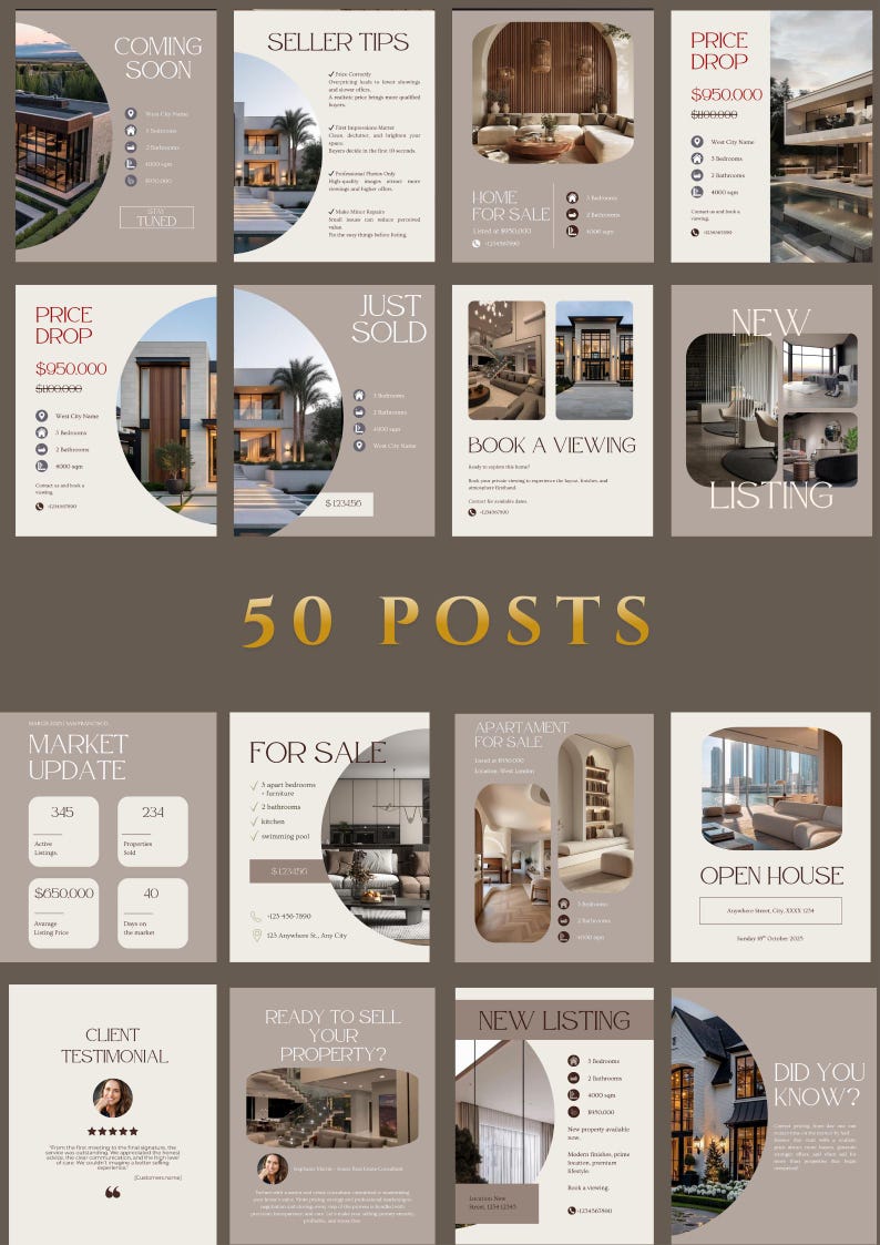 70+ Ultra Luxury Real Estate Canva Templates | Instagram Posts, Stories ...