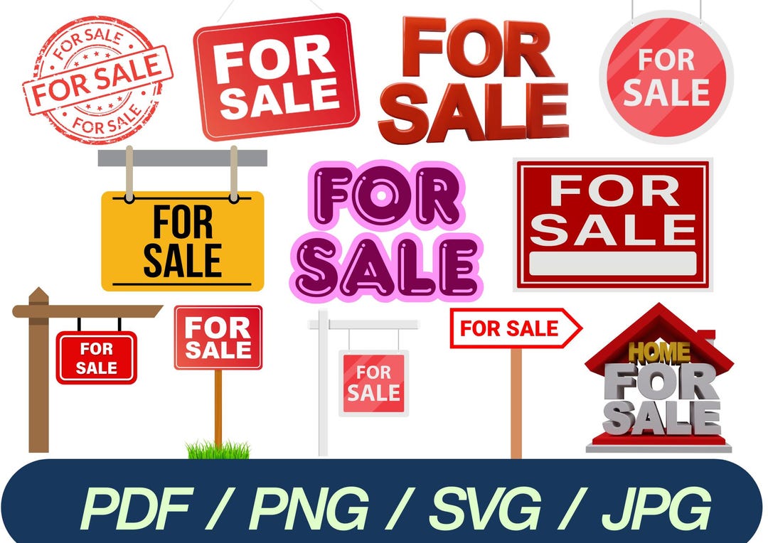 For Sale Sign SVG Bundle | Real Estate Sign Clipart | for Sale Labels ...