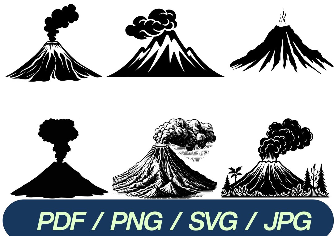 Volcano SVG Bundle | Erupting Volcano Clipart (digital Download) - Etsy