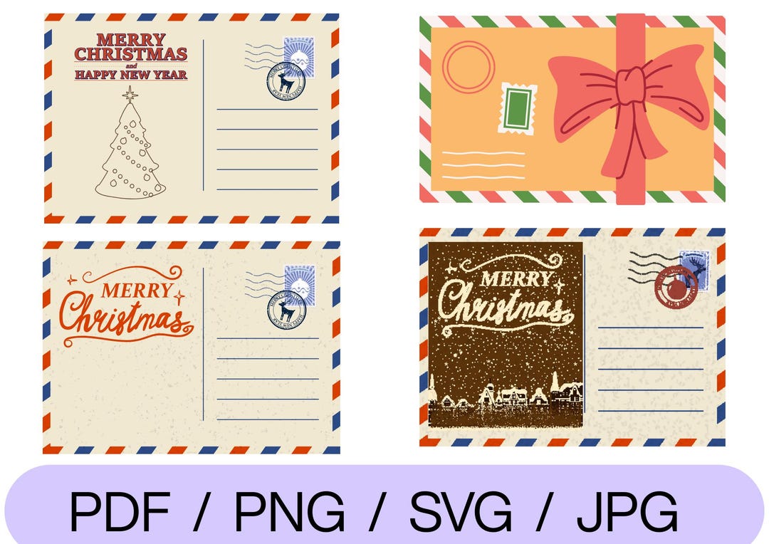 Printable Christmas Postcards Bundle: ''diy'' Digital Download (PDF ...