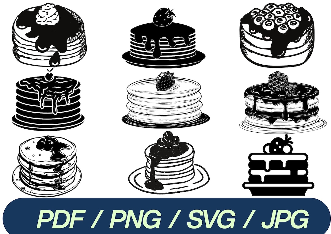 Pancake SVG Clipart Bundle | Breakfast Food Graphics (instant Download ...