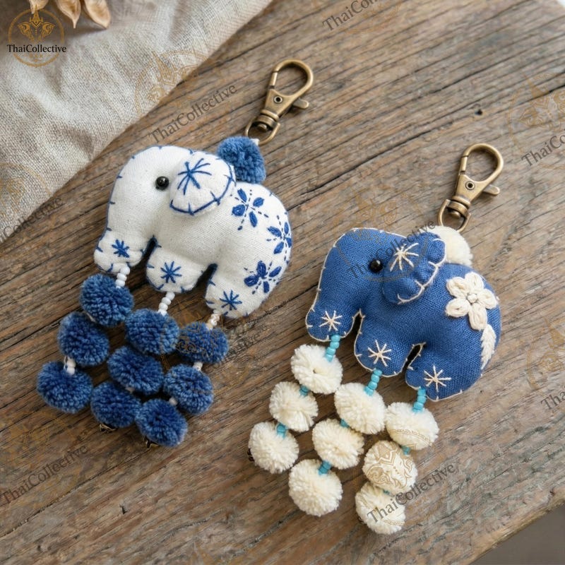 Elephant Pom Keychain - Etsy