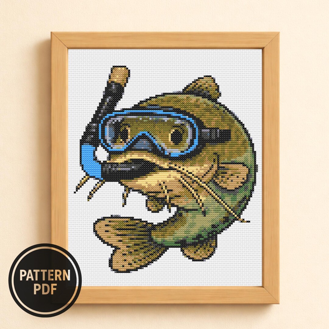 Cross Stitch Fish Pattern PDF, Catfish, Counted Chart, Funny Embroidery ...