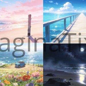 10 Anime Beach Desktop Wallpapers | 16:9 4k Digital Download - Etsy