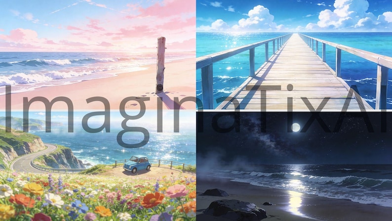 10 Anime Beach Desktop Wallpapers | 16:9 4k Digital Download - Etsy