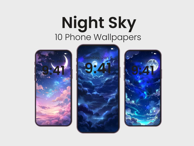 10 Night Sky Phone Wallpapers – Anime Night Clouds & Moon, Lock Screen ...