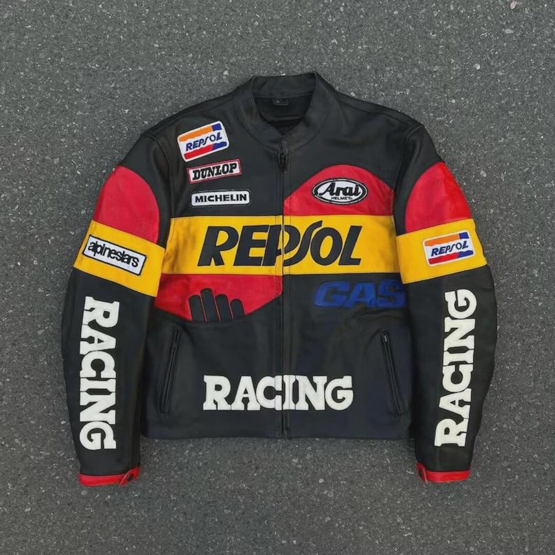Honda Racing Motorbike Cowhide Leather Jacket New Honda Repsol Vintage ...