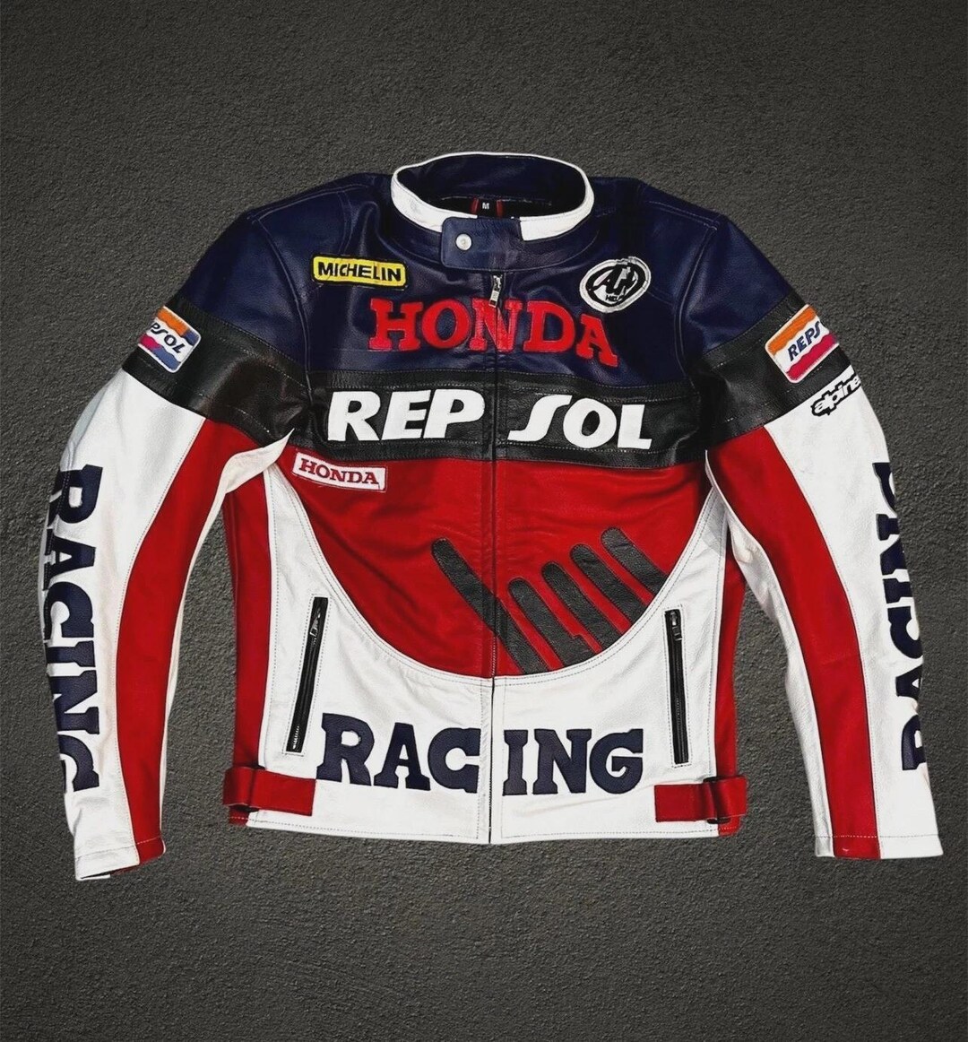 Honda Repsol Racing Motorbike Cowhide Leather Jacket New Honda Vintage ...