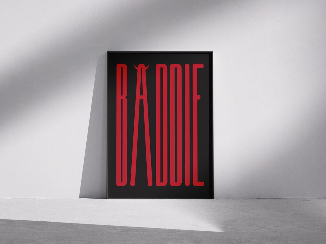 BADDIE Poster Red Black | Typography Wall Art | Y2K Aesthetic Decor ...