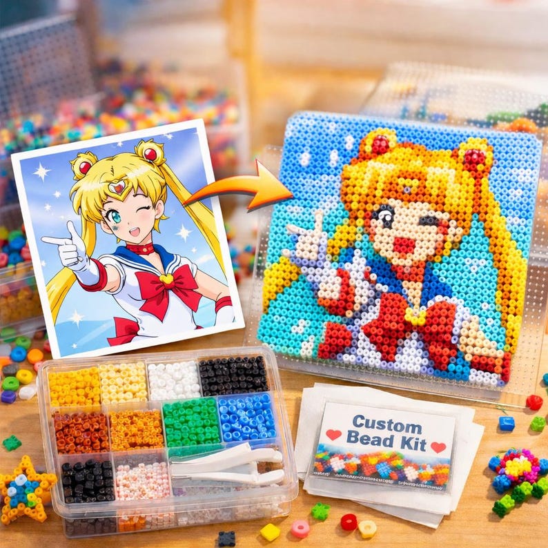 Custom DIY Perler Bead Set - Make Your Own Designs - All Tools Included ...