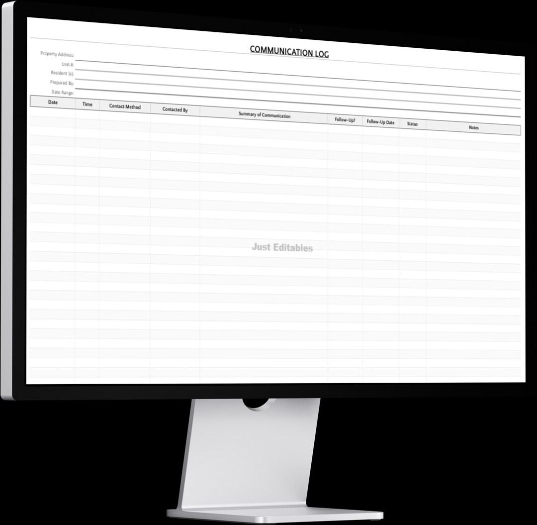 Property Management Communication Log | Tenant Contact Tracker | Excel ...