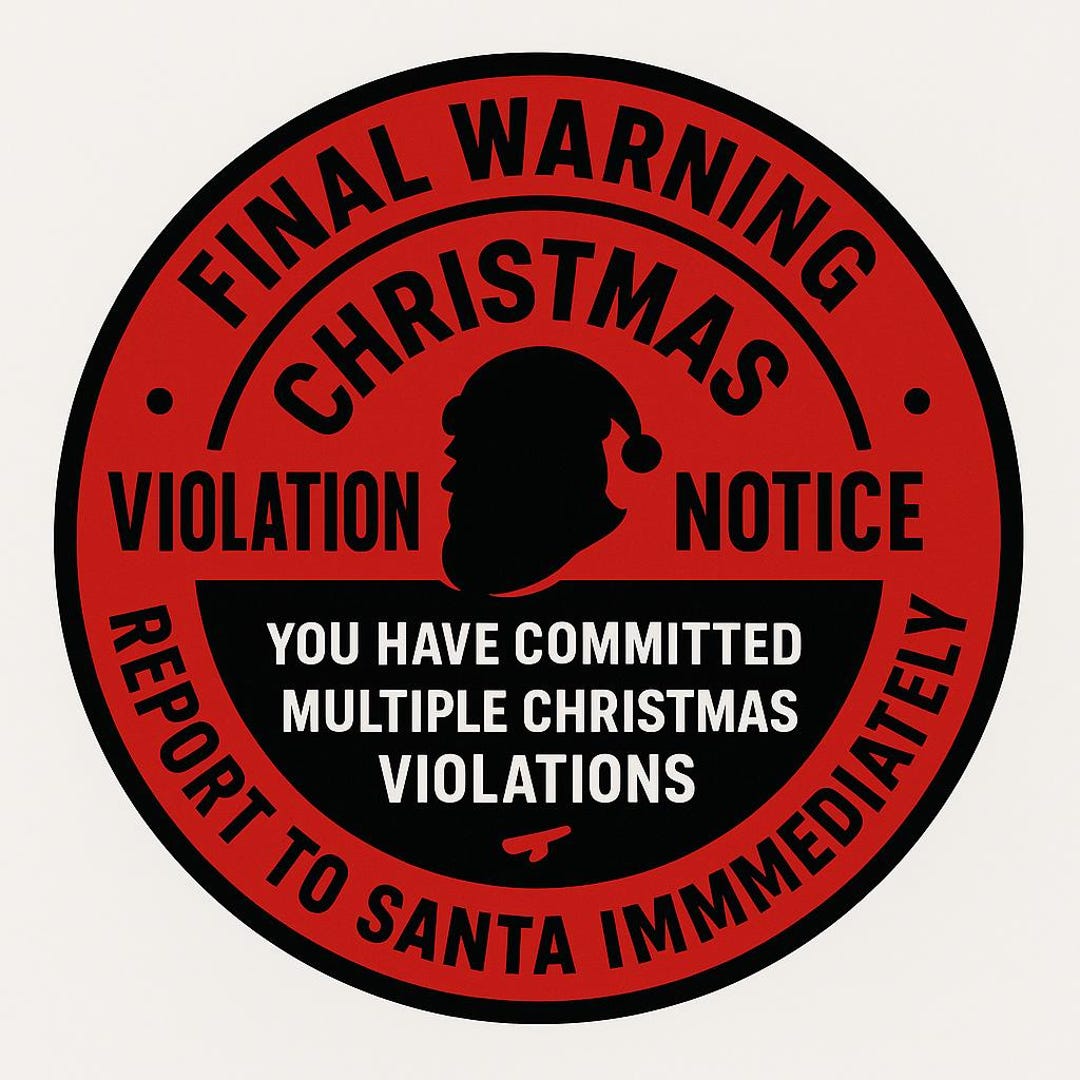 Christmas Violation Notice PNG, Funny Santa Warning Sign, Holiday Humor ...