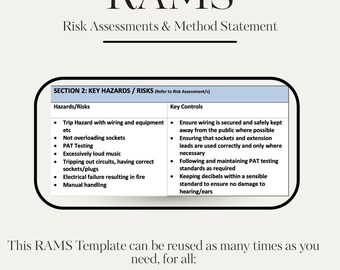 Risk Assessment and Method Statement Word Template - H&S Editable ...