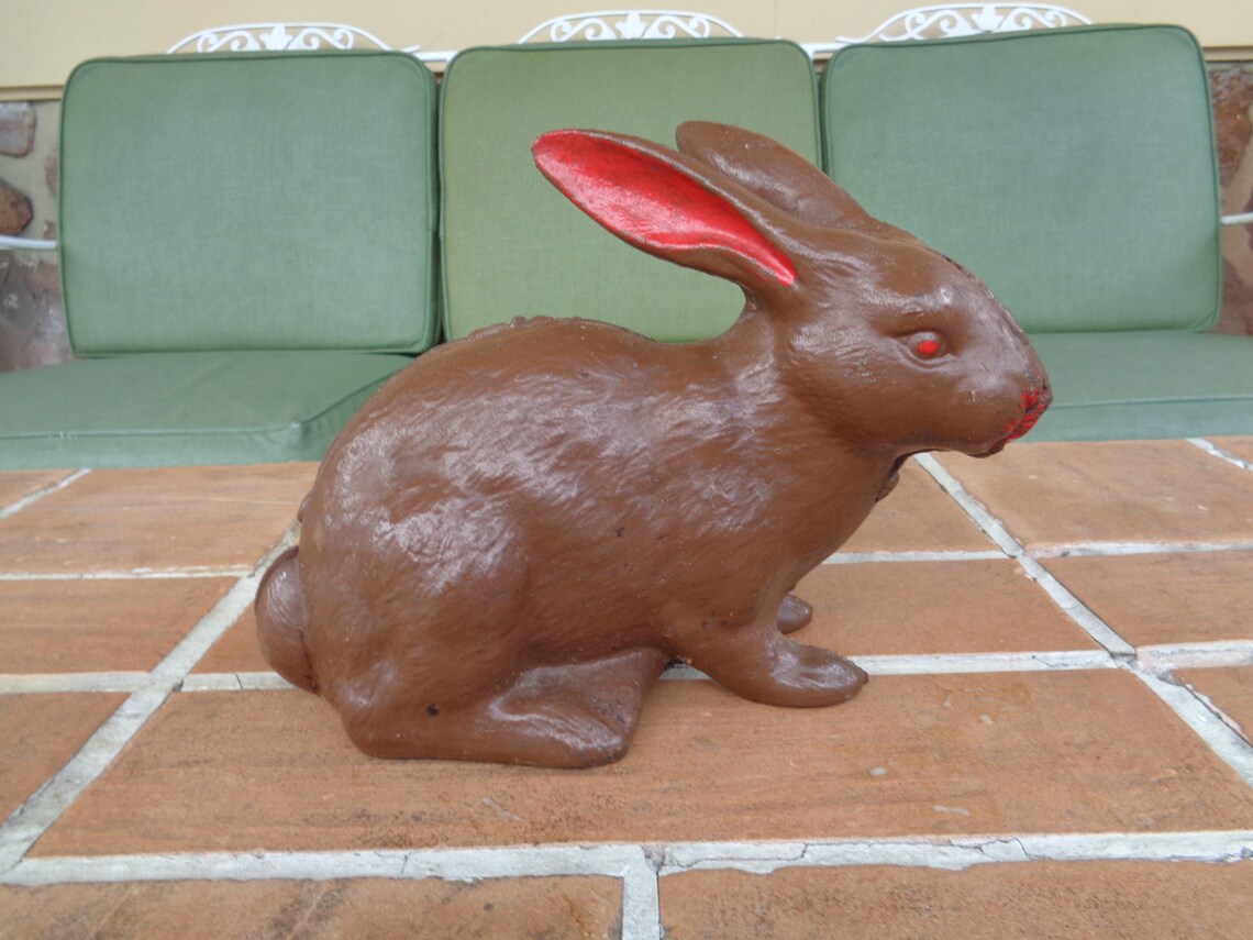 Antique Rabbit Bunny Cast Iron Hubley Doorstop EASTER Garden Ornament ...