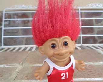 Vintage Ace Novelty Treasure Troll Doll Red Hair Red Star - Etsy