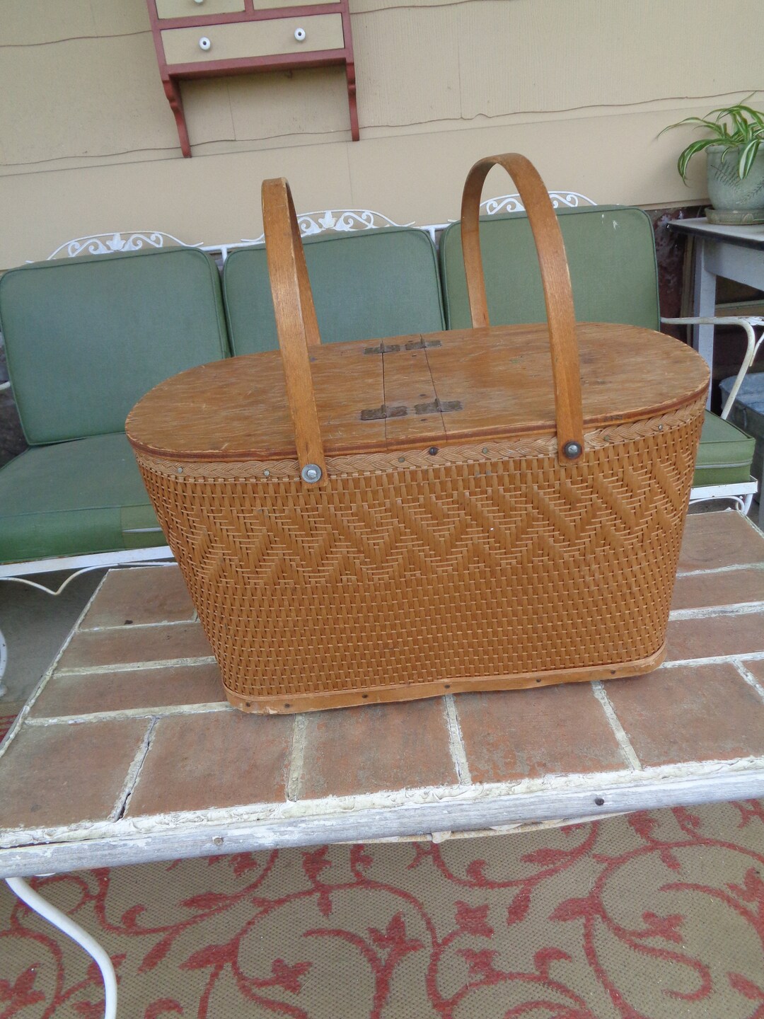 Vintage Picnic Basket Redmon Hand Woven 1960's Kitsch Original Retro - Etsy