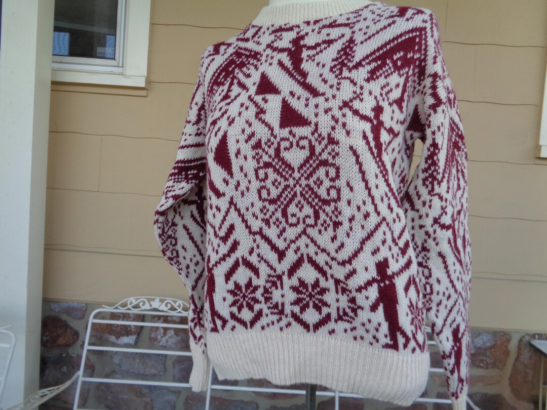 Vintage Sweater Log Cabin Lumber Jack Cedar Blend Skiing 34/38 Small ...