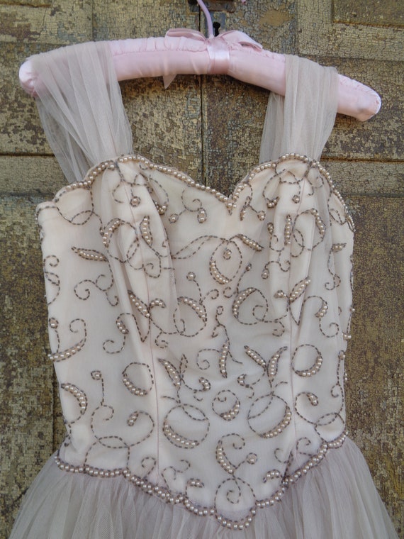 vintage original 1950's prom dress tulle cupcake ball… - Gem