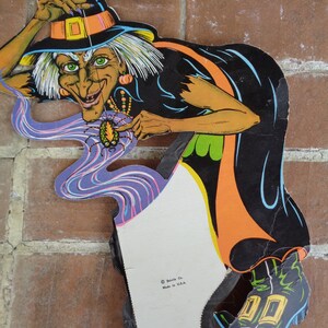 Vintage Halloween Die Cut Beistle USA Witch Honey Comb 17" Cauldron ...