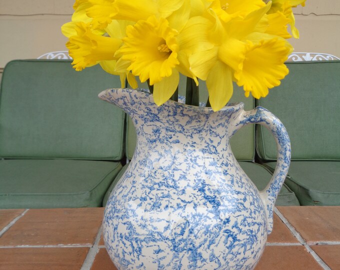 Antique Stoneware Pitcher Sponge Ware 9 Primitive Vintage Primitive ...