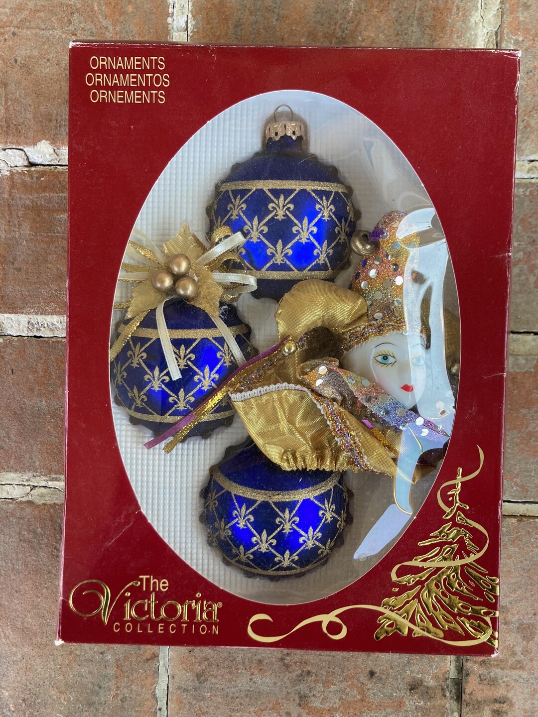 Vintage Victoria Ornaments Glass Jester Decorative Majestic Blue ...