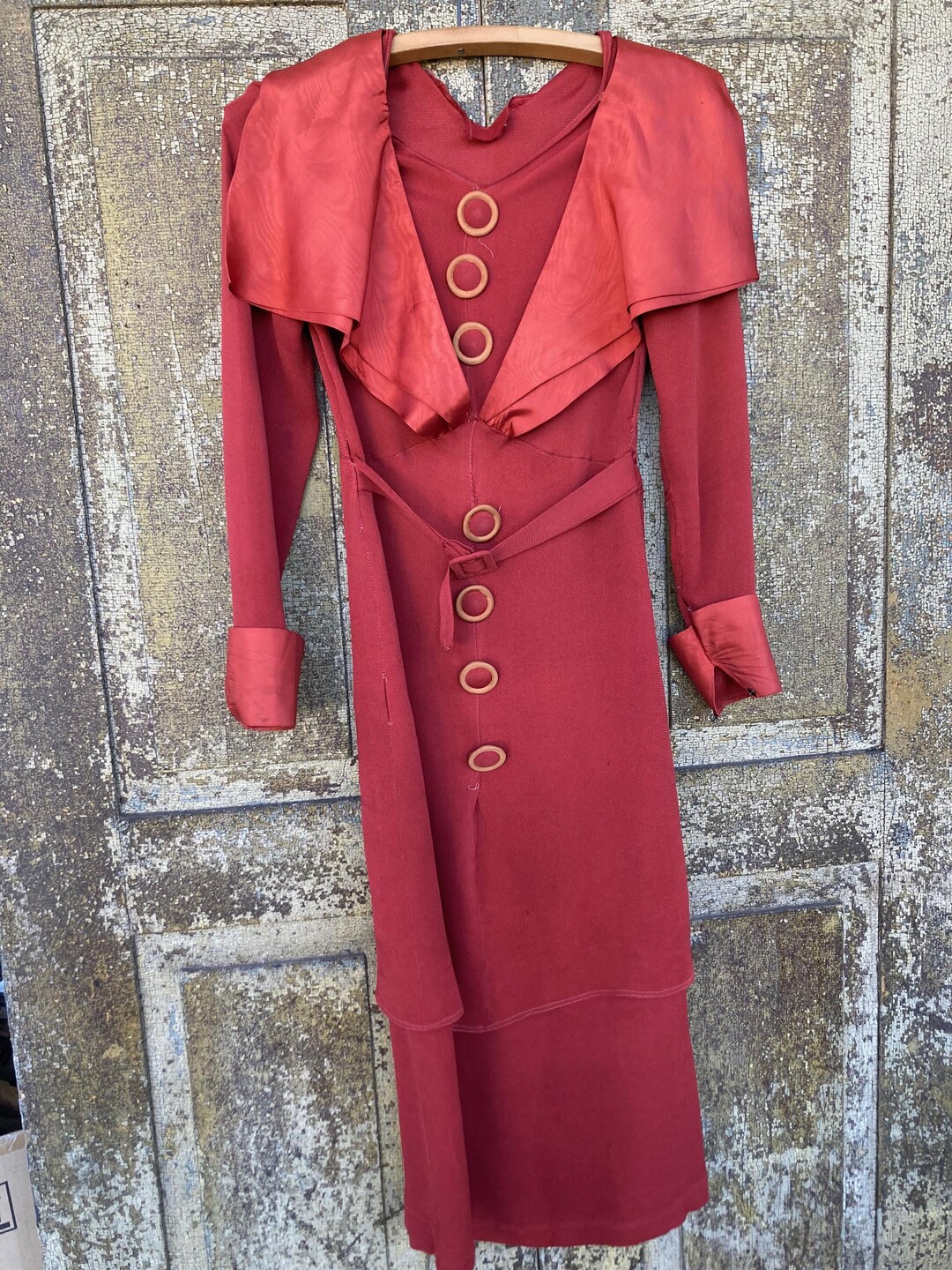 Vintage Women's Dress 1930's Rayon Bias Cut Depression Era Clothing ...