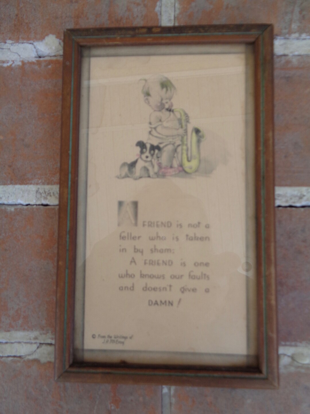 Vintage Motto Poem 1940's Art Deco JP Mcevoy Puppy Framed Collectible ...