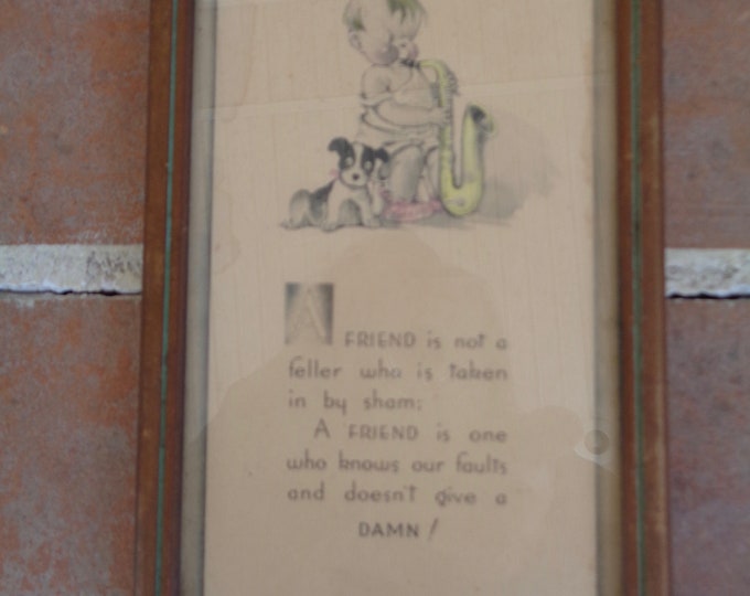 Vintage Motto Poem 1940's Art Deco JP Mcevoy Puppy Framed Collectible ...